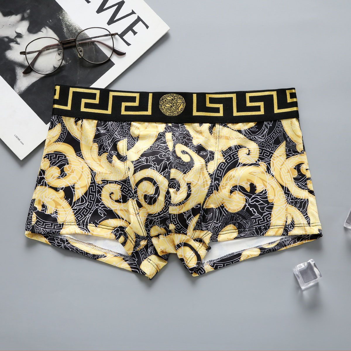 Ver Men Quality Floral Printing Silk Boxer Briefs Man Colorful ...