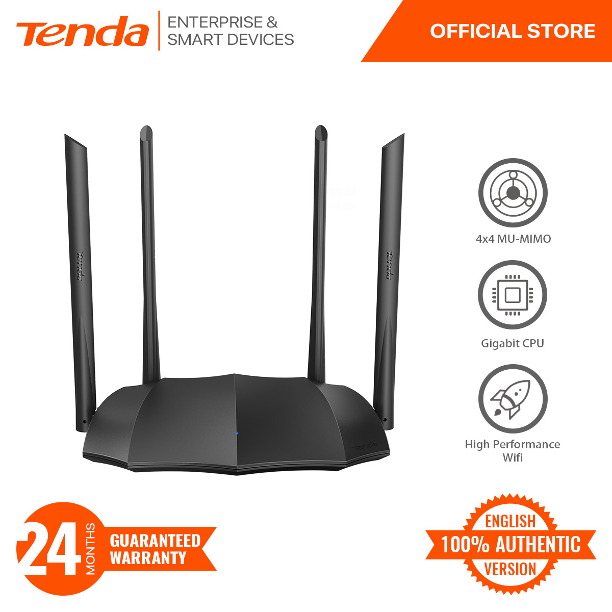 Tenda AC8 AC1200 Dual Band Gigabit Wifi Router | Wireless Extender | MU-MIMO | Wall Penetrating ...