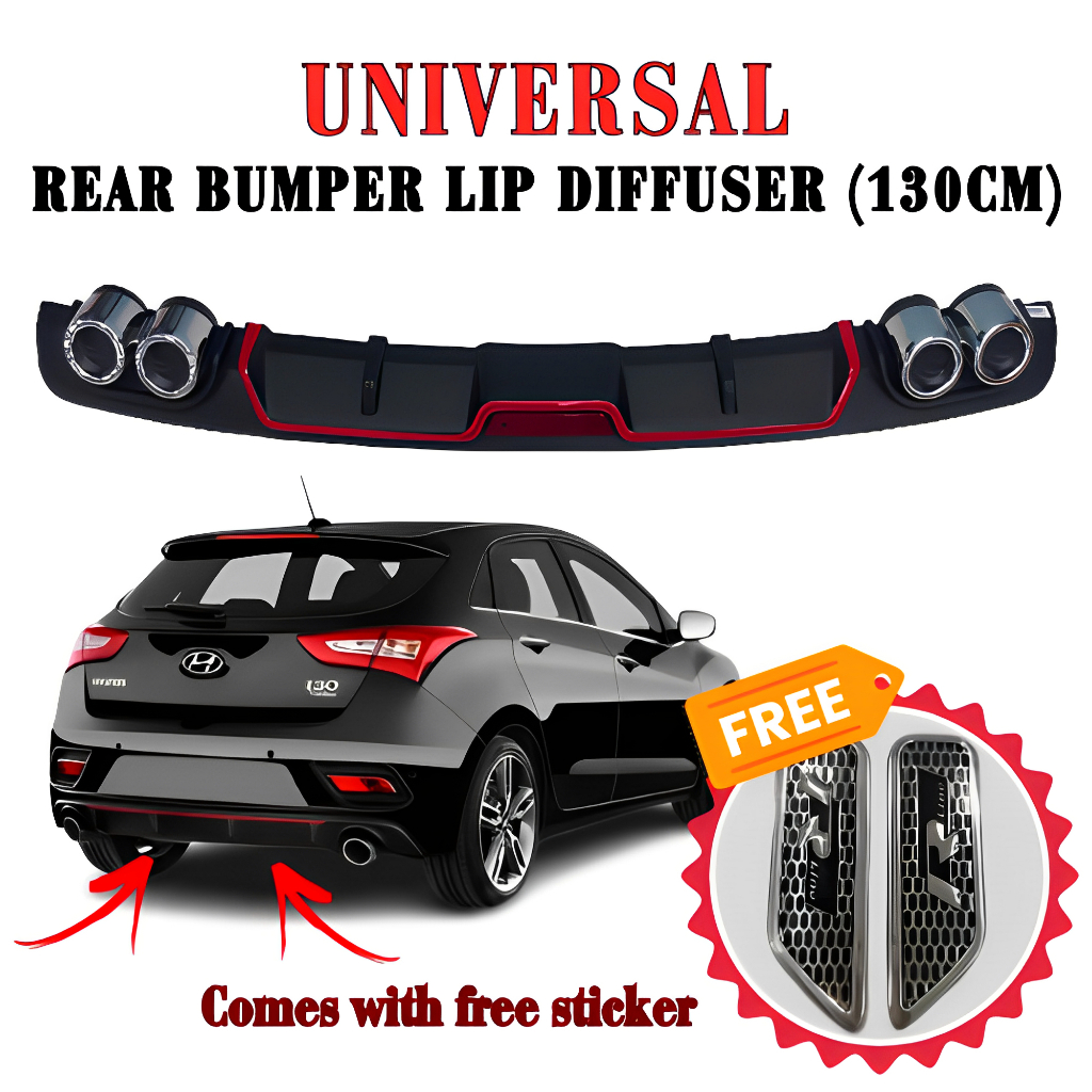 LD (9267) Universal 130cm Car Rear Bumper Diffusers Lip Spoiler Body ...