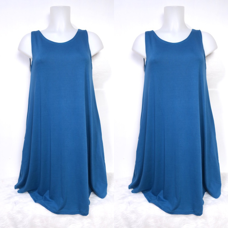 Plus Size Plain Regular Sleeveless Sando Dress With Pockets|Fits M to ...