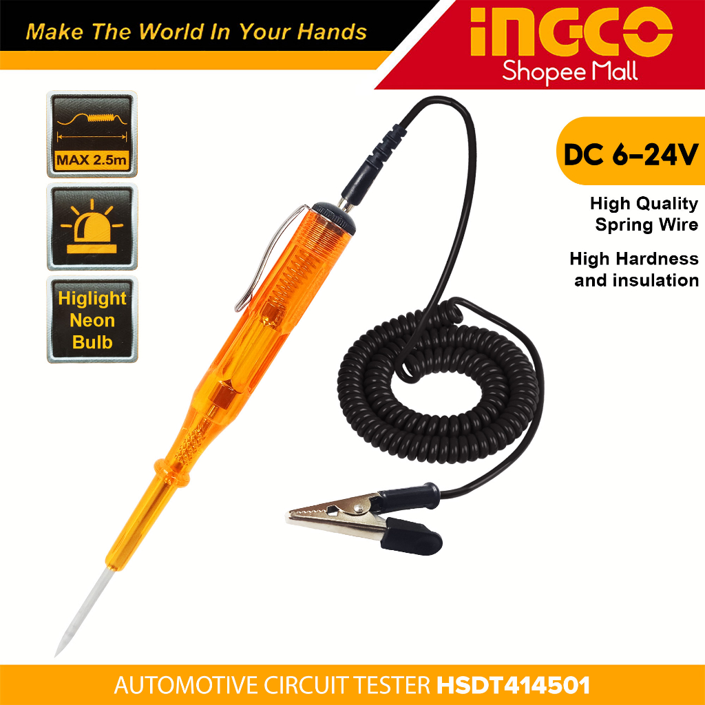INGCO Test Light Circuit Tester DC6-24V Voltage Detector Automotive ...