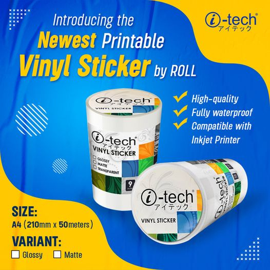 i-tech Roll Printable Vinyl Sticker for Epson Dye/Cuyi Pigment High ...