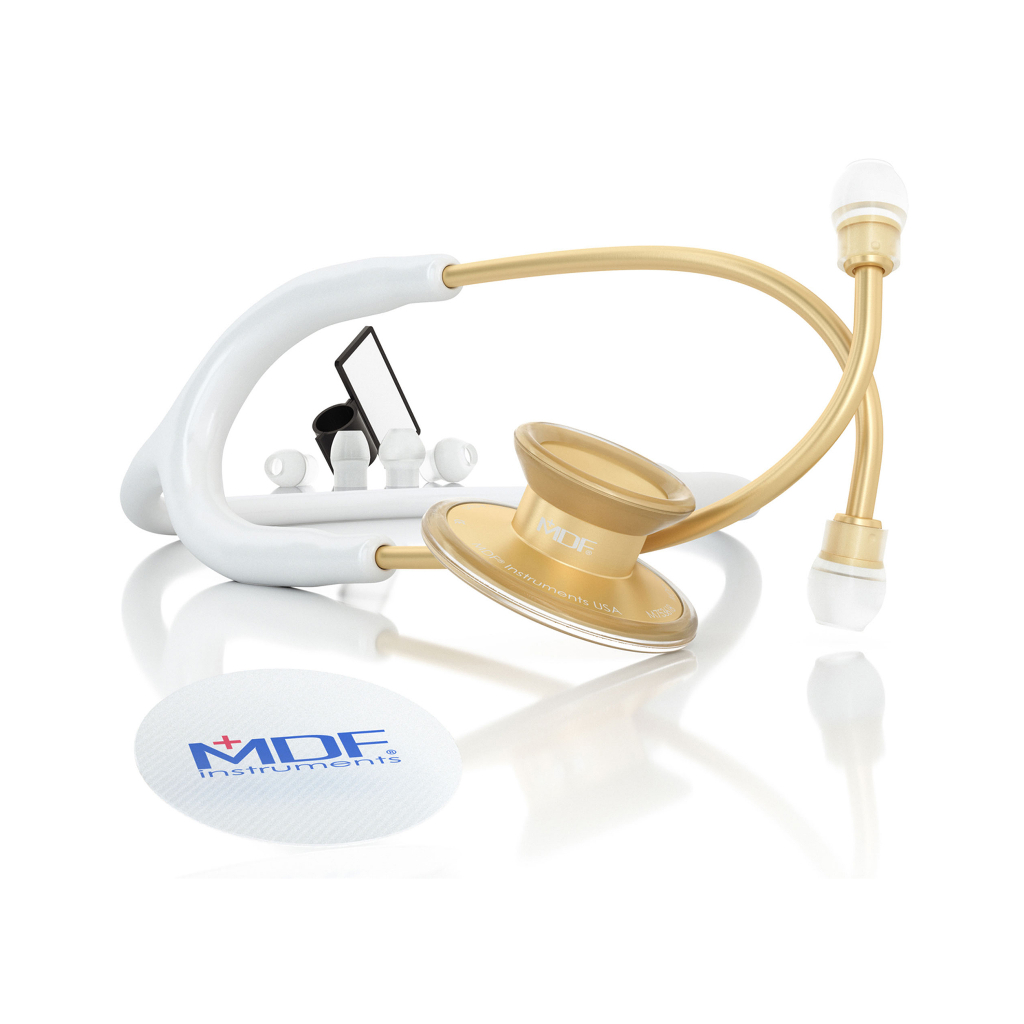 MDF Acoustica Lightweight Yellow Gold Stethoscope MDF747XPK-29 (White ...