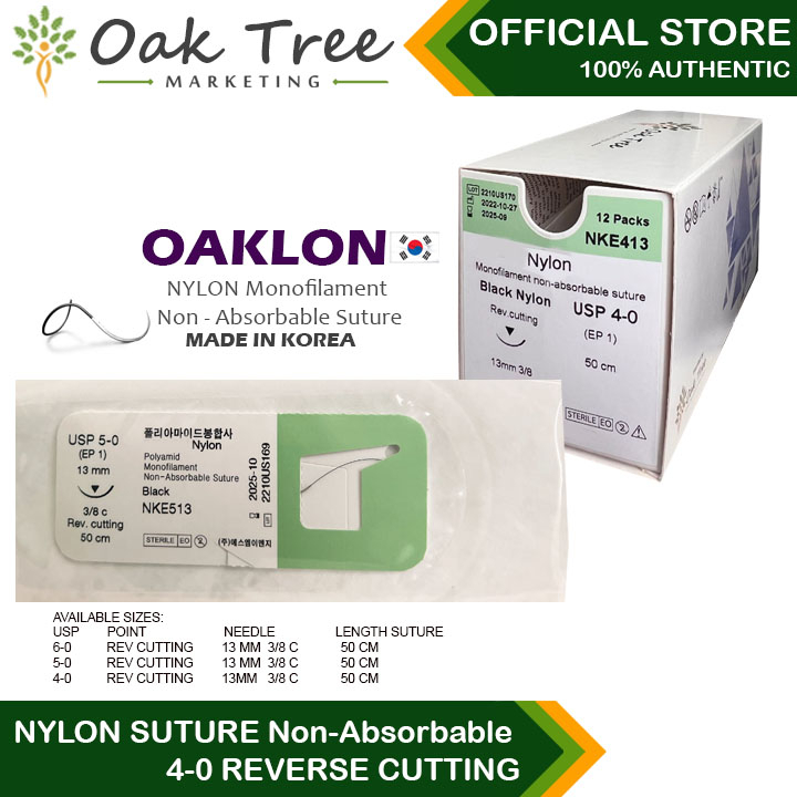 OAKLON Nylon Polyamide Reverse Cutting Non-Absorbable Monofilament ...