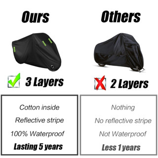 3 Layers Motorcycle Cover Dust UV Outdoor Protection Motor Cover ...