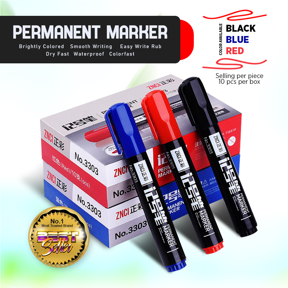 10pcs Quick-dry Permanent Waterproof Marker Red / Blue / Black | Shopee ...