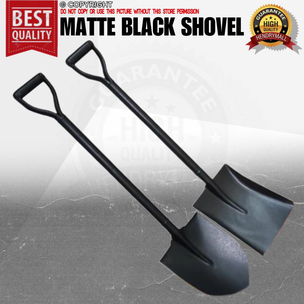 TITAN Matte Black Metal Heavy Duty Gardening Shovel Pointed & Square ...