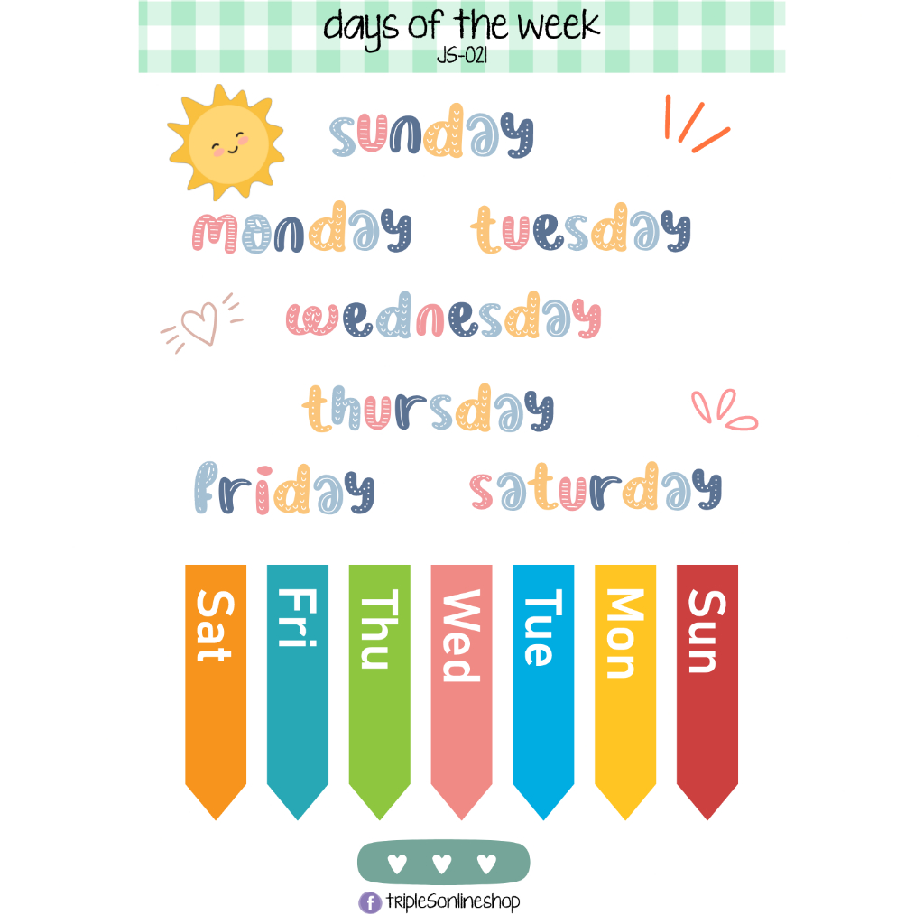 DAYS OF THE WEEK JOURNAL STICKER SHEET | Shopee Philippines