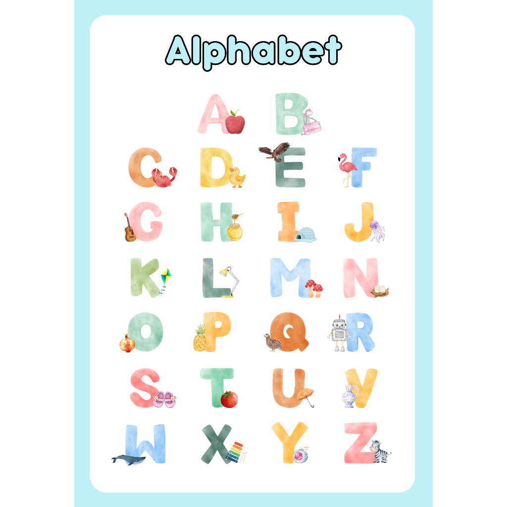 BLUE Color A4 Learning Materials and Educational Charts For Kids ...