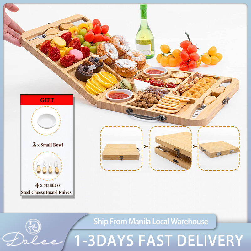 Bamboo Cheese Board Portable Cheese Board Tableware Cheese Plate set ...