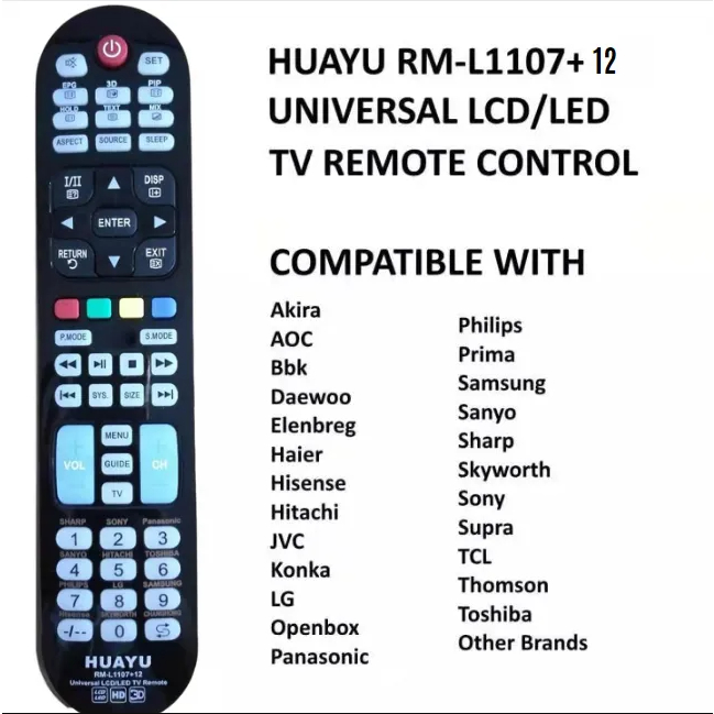 TKK Huayu RM-L1107+X RM-014S+ Universal Smart TV Remote Control With Netflix and YouTube Buttons ...