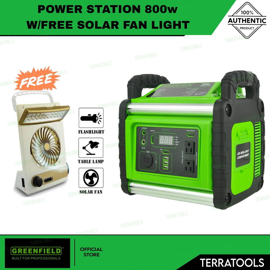 Greenfield 800W Power Station with FREE Solar Fan Light | Shopee ...