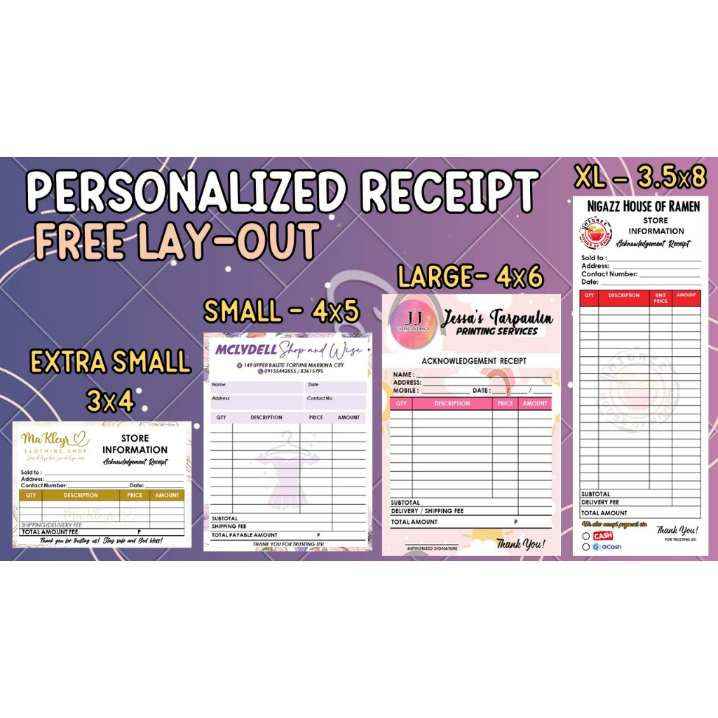 PERSONALIZED RECEIPT FREE LAYOUT | Shopee Philippines