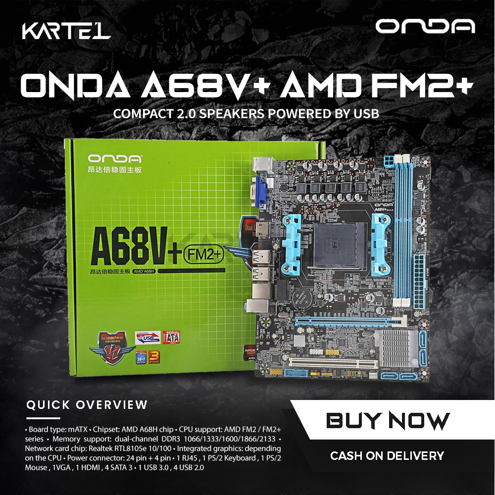 ONDA A68V+ AMD FM2+ MOTHERBOARD DESKTOP COMPUTER CPU A6 A8 A10 | Shopee Philippines
