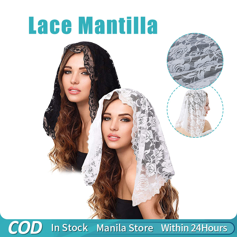 Lace Mantilla Veil Soft and comfortable Spanish Style Rose Lace Veil ...