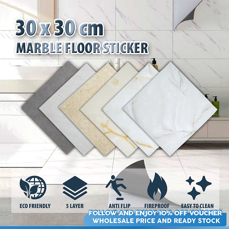 Marble Vinyl tiles Floor Stickers Self Adhesive waterproof / anti slip ...