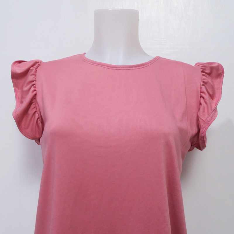 Kfb1 Plain Ruffles Sleeves Blouse Tops Fashion Ootd Daily Tops|Fits S ...