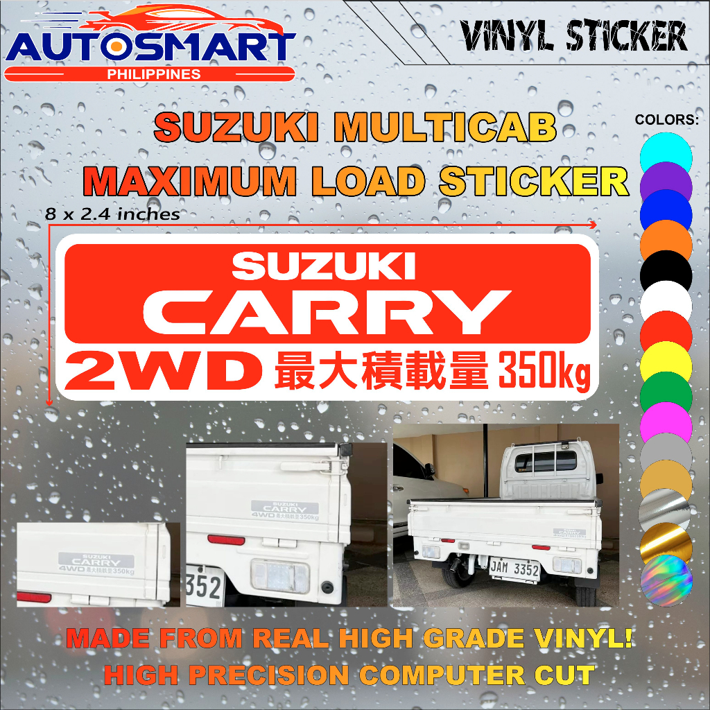 Suzuki Multicab Carry Maximum Load Sticker 350kg 2WD japanese kanji ...
