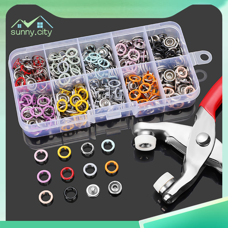 Plier Tool 100pcs Metal Snap Fastener Kit Clothing Five Claw Buckle Set ...
