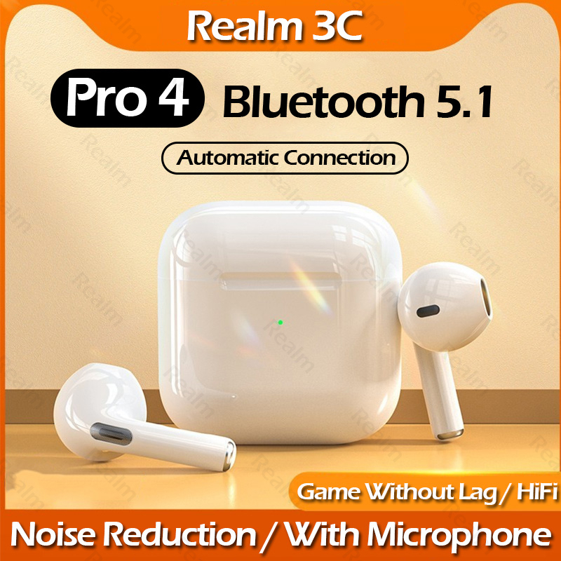 Pro 4 TWS Wireless Bluetooth Earphones With Mic HiFi Stereo Touch ...