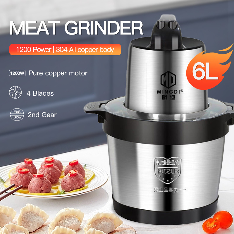 Meat Grinder 6L Kitchen 1200W Fast & Slow Speed 5S Food Processor ...