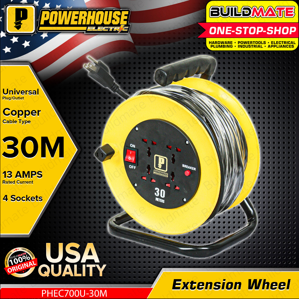 BUILDMATE Powerhouse Electric Extension Wheel 10M 30M Universal Outlet ...