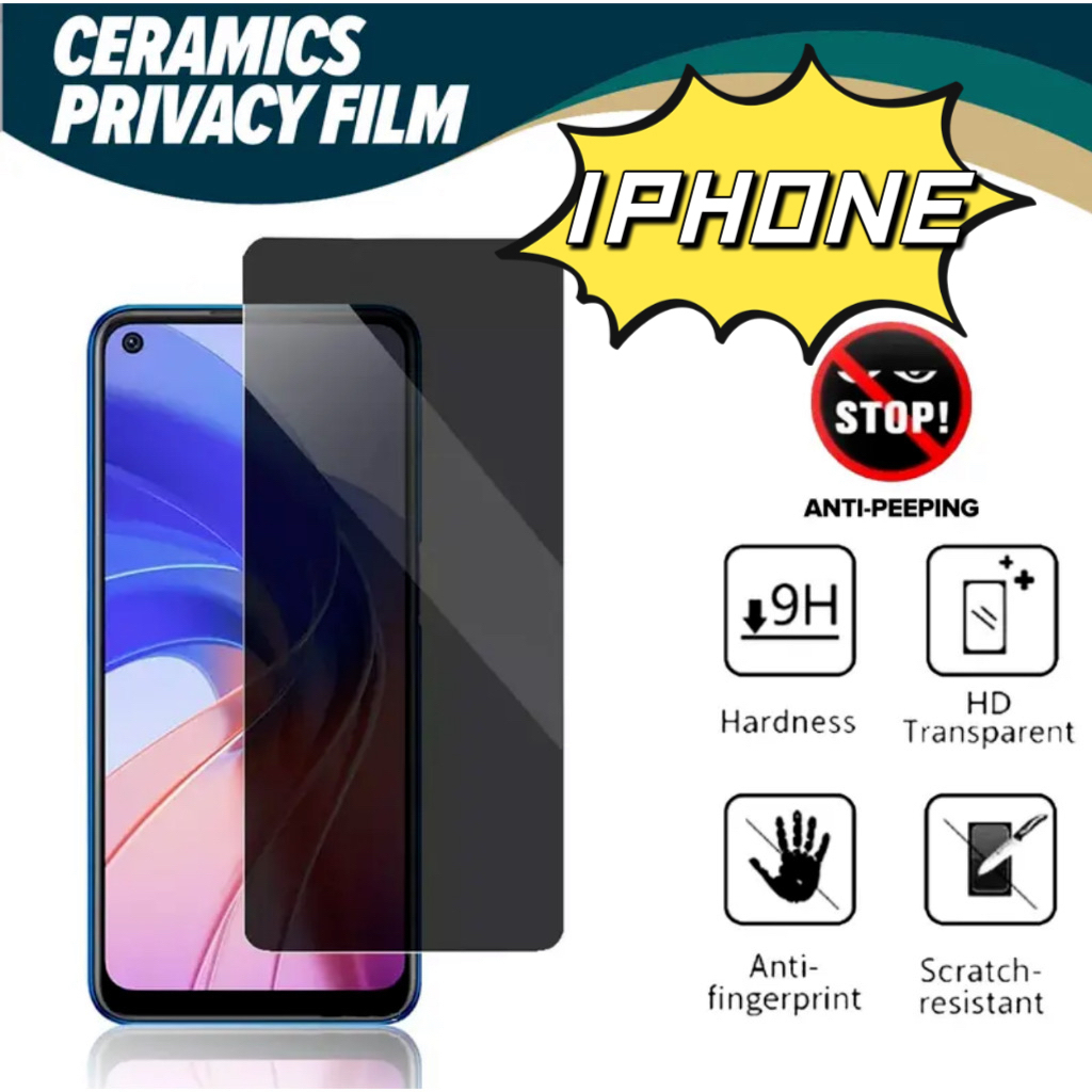 Ceramic Privacy Glass IP 6 7 8 11 12 13 14 15 S G PLUS X XR XS PRO MAX ...