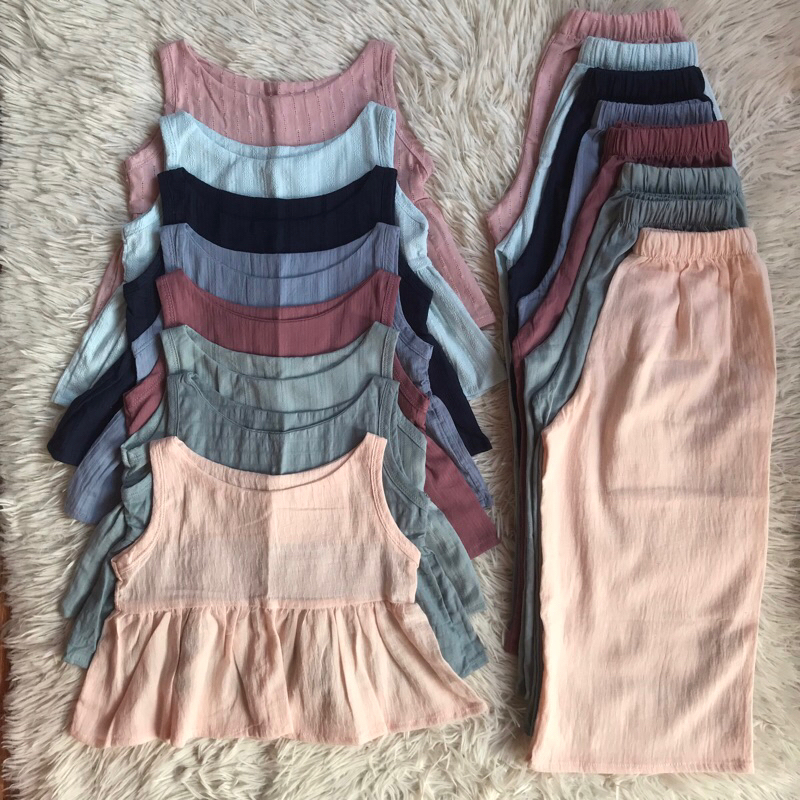 Cotton Weave Classy Chest Ruffles Top and Pants Terno | Shopee Philippines