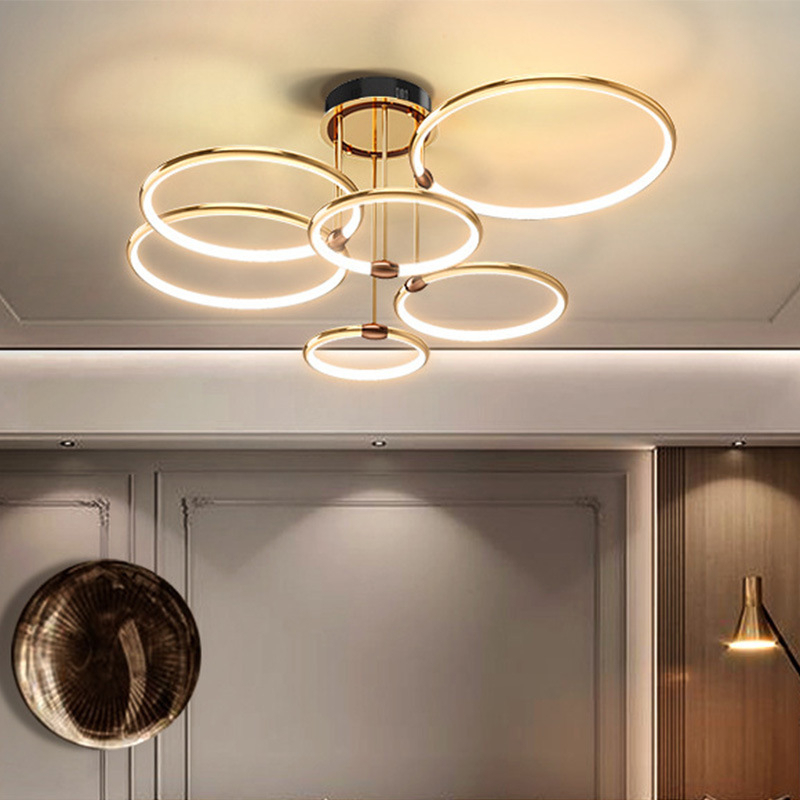 Chandelier For Living Room led Hanging Lights Bedroom Lamp Round Nordic ...