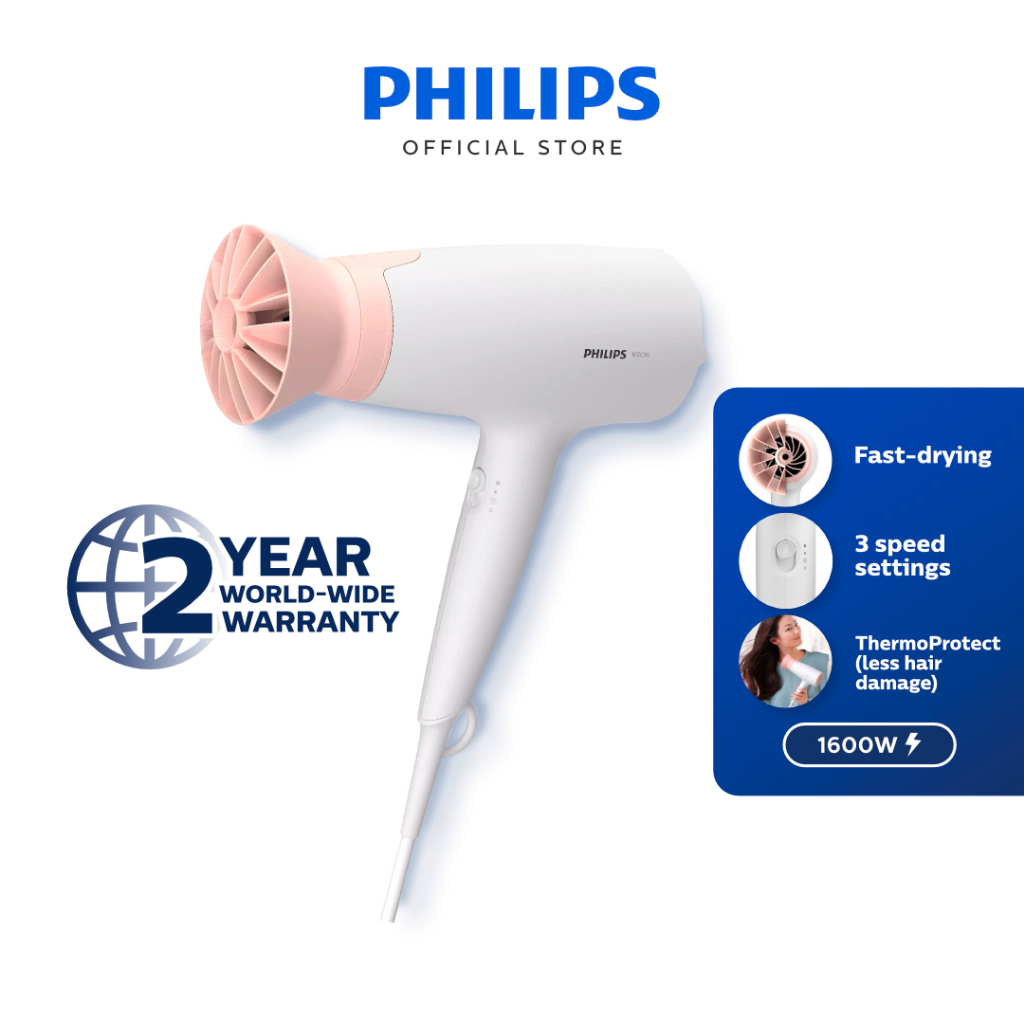 Philips 3000 Series Hair Dryer, 1600W BHD300/10 with ThermoProtect Technology | Shopee Philippines