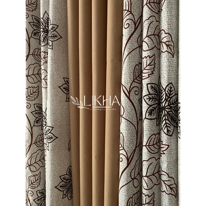 LIKHA - 3in1 Elegant Aderiza Ring Curtains Brown/Gray (6ft/7ft) - sold per piece/set | Shopee ...