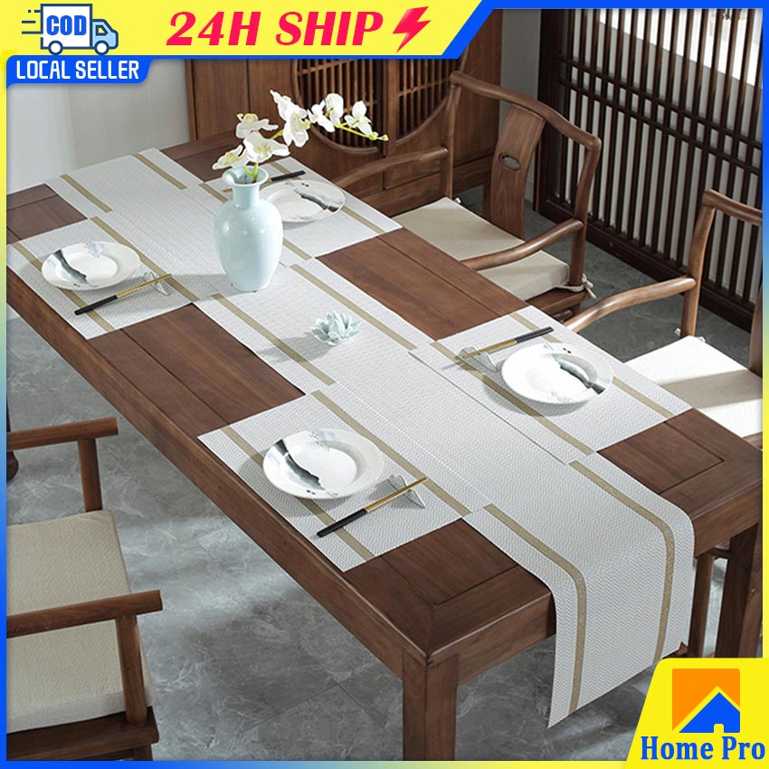 PVC Table Runner Tablecloth Insulated Table Mat Anti-slip Coffee Table ...
