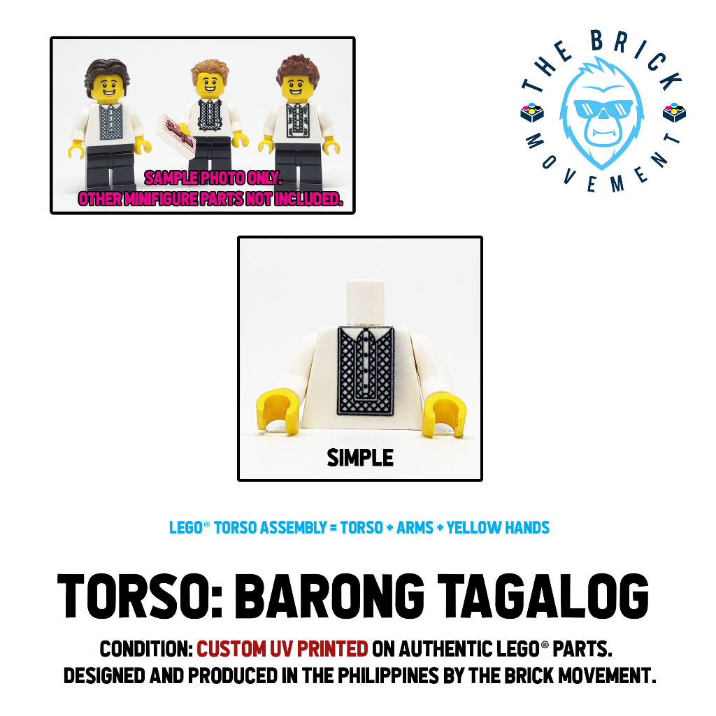 LEGO® ACCESSORIES - MINIFIGURE TORSO - Barong Tagalog (UV Printed ...