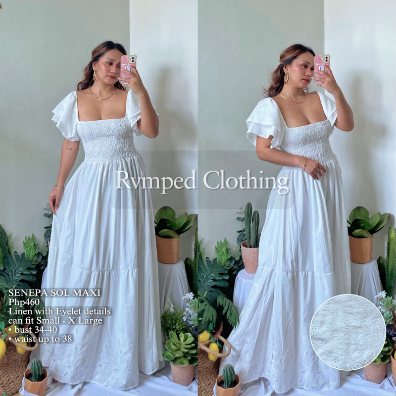 RVMPED Sol Printed Senepa Maxi Dress details on end skirt Full Smocking ...