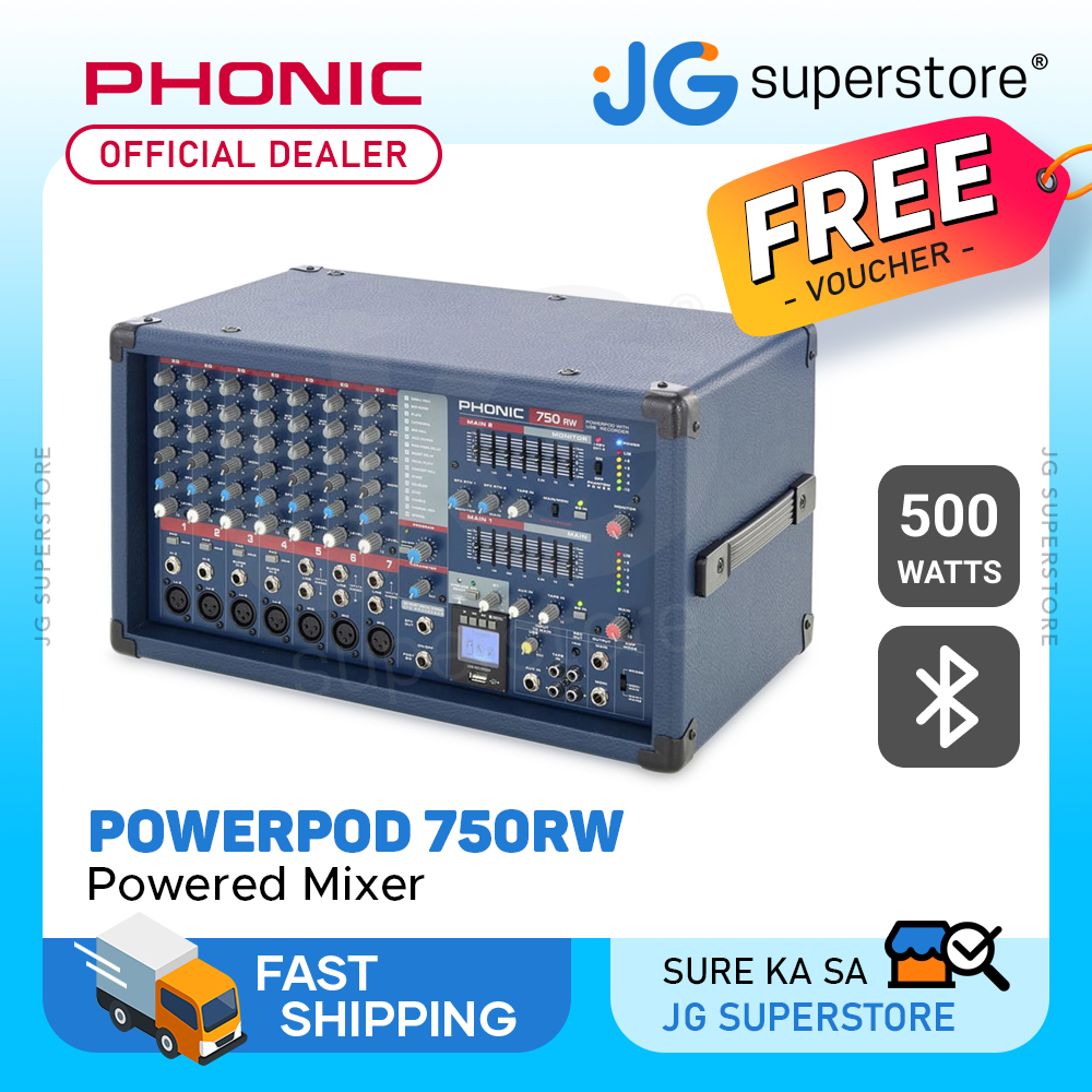 Phonic POWERPOD 750RW 500W 7-Channel Powered Mixer w/ USB Recorder ...