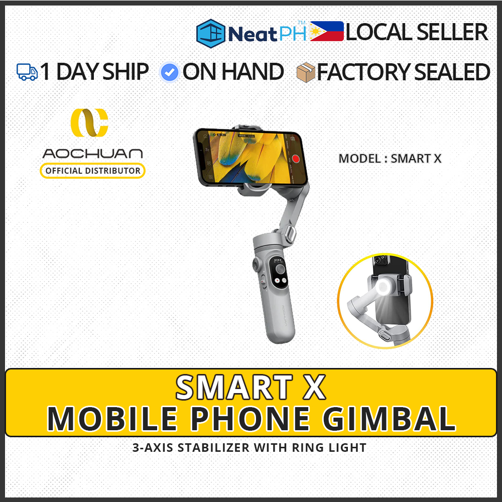 Aochuan Smart X Smartphone Gimbal Stabilizer with LED Light Face ...