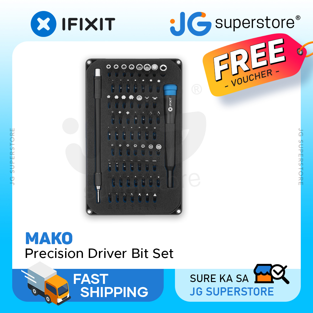 iFixit Mako Precision Driver Bits Set with 64 Screwdriver Bits, 1/4" to 4mm Driver Adapter ...