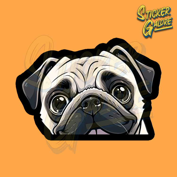 PUG DOG PEEKER STICKERS (WATEPROOF AND SCRATCH PROOF, VINYL LAMINATED ...
