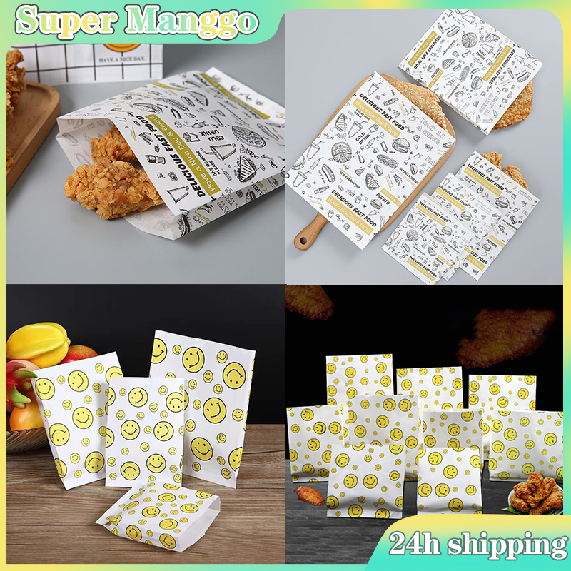 90Pcs Greaseproof Paper Bag Disposable Snack Pancake Pouch Sandwich ...