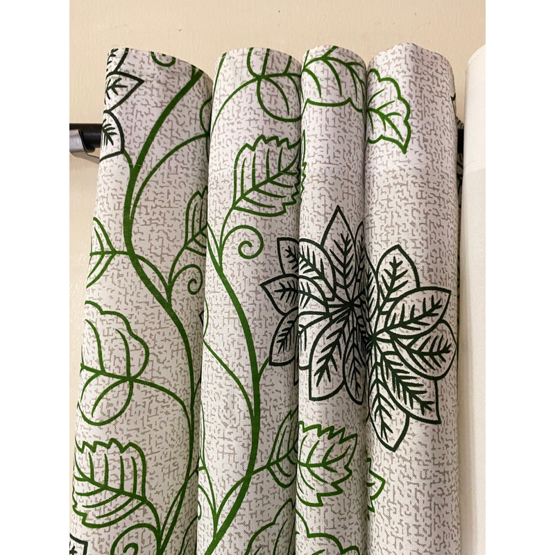 CROWN - 3in1 Elegant Aderiza Ring Curtains Green/Red (6ft/7ft) - sold ...