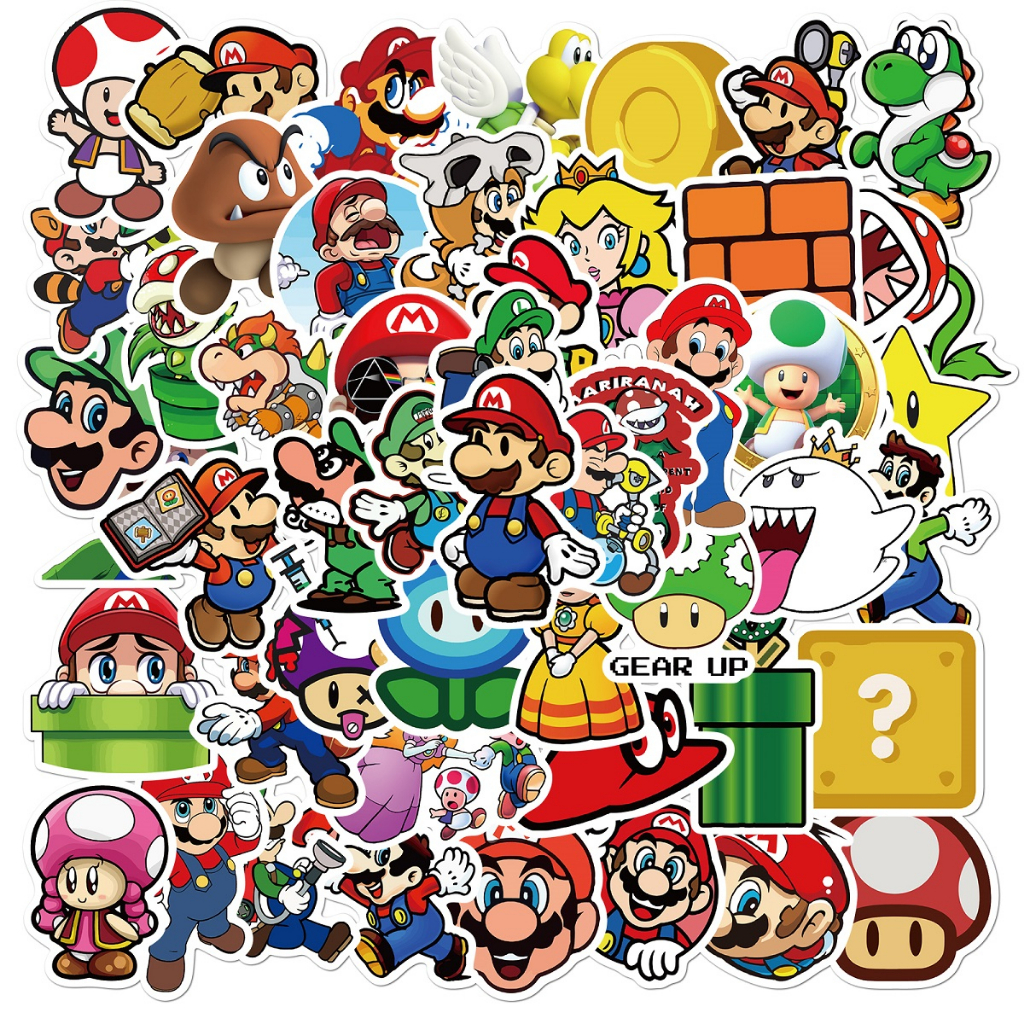 Super mario bros cartoon Sticker 50Pcs/Set DIY laptop waterproof ...