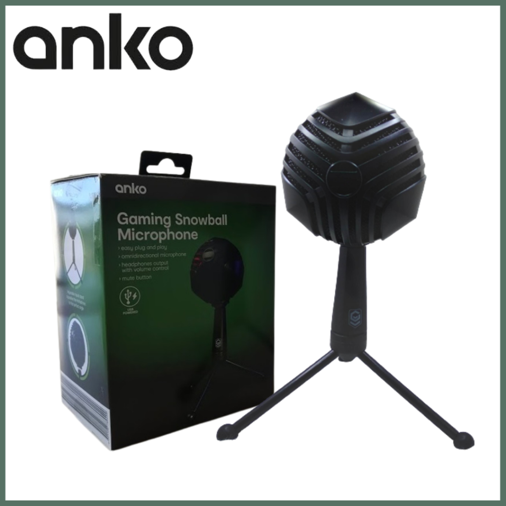 ANKO Gaming Snowball Microphone USB Powered with Headphones Output and ...