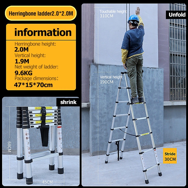 ES ladder aluminum adjustable,telescopic ladder,folding ladder aluminum ...
