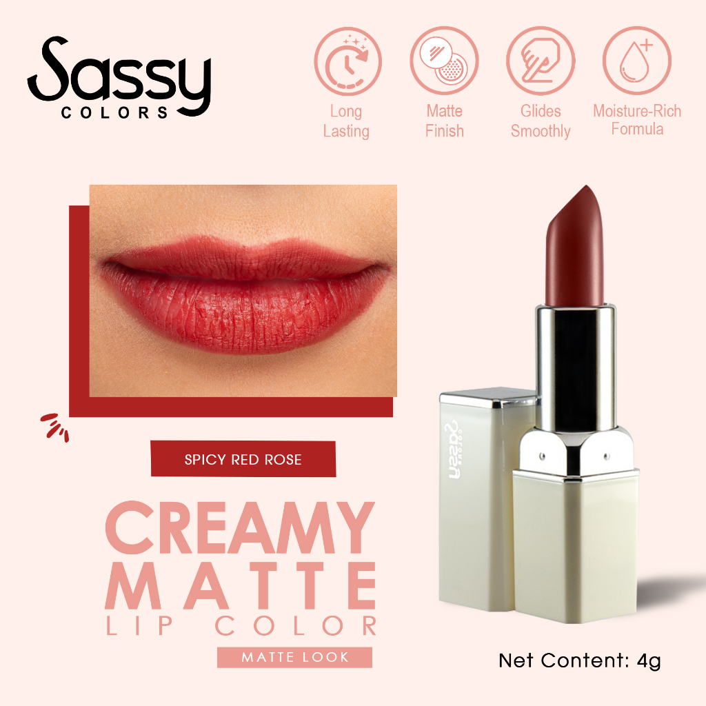 Sassy Colors Creamy Matte Lip Color With Vit. A,C And E | Shopee ...
