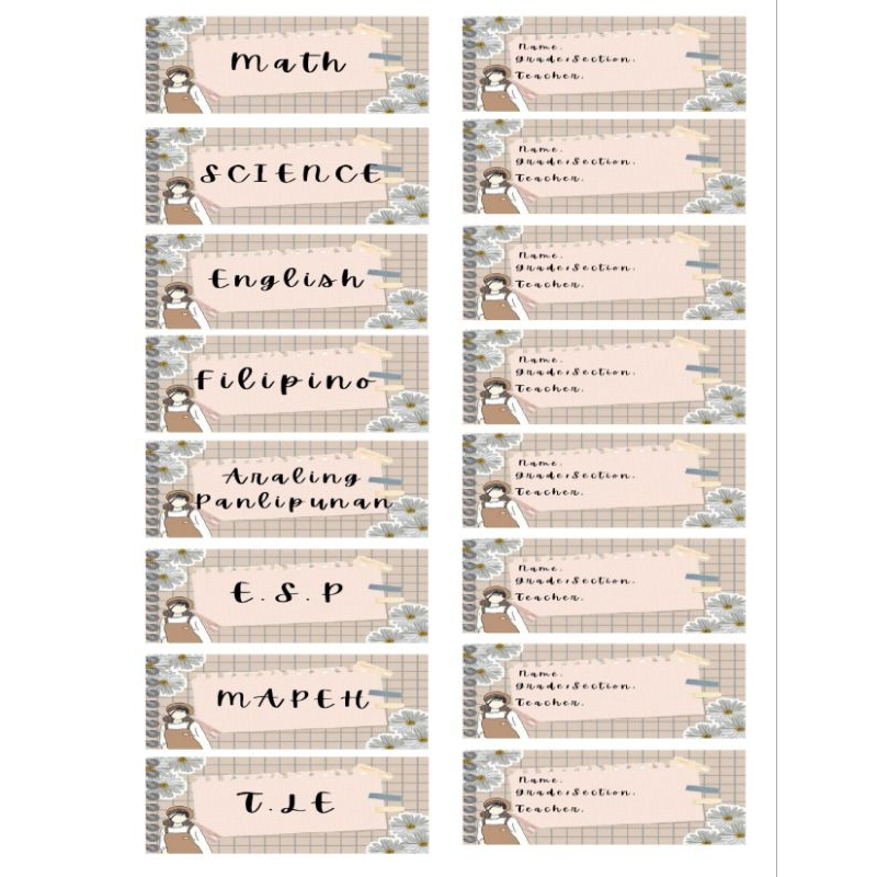 aesthetic style subject and writable name sticker set | Shopee Philippines