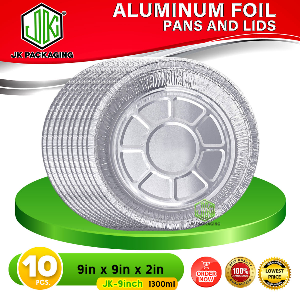 JK PACKAGING [10 PCS.] ( 9 Inch Round ) Aluminum Tray w/ Cover JK ...
