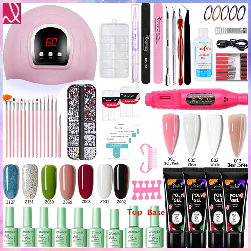 35Pcs/Set Poly gel Nail Polish Extension Set with 54w UV Led Lamp+Nail ...
