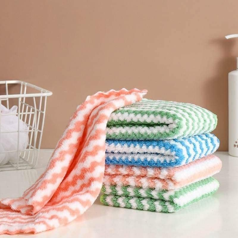 10PCS Dishwashing Towel Kitchen Cleaning Rag Cationic Coral Pile ...