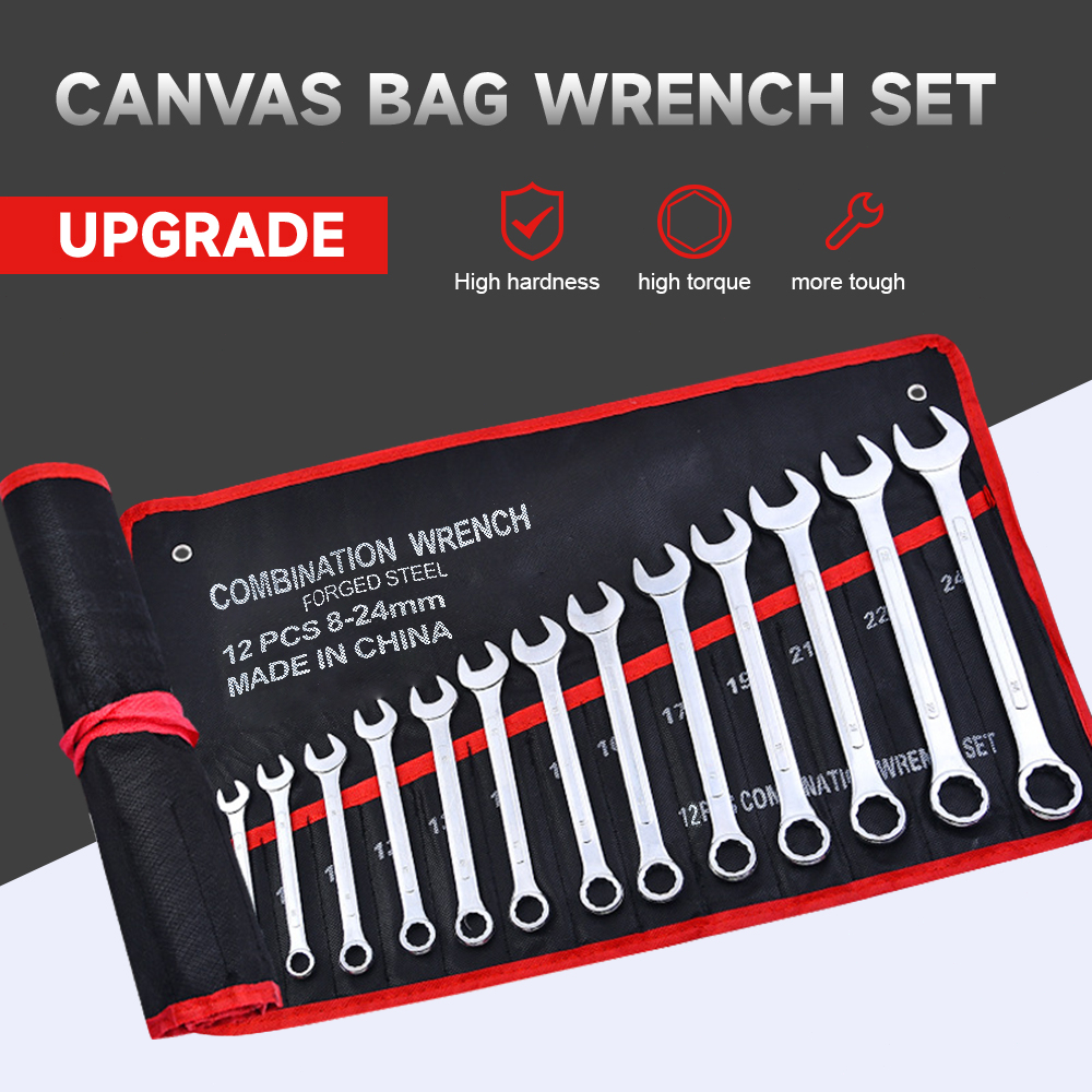 Combination Wrench Tool Set Spanner Set Tools 12pcs 8-24mm Open Wrench Tool Motorcycle Full Set ...