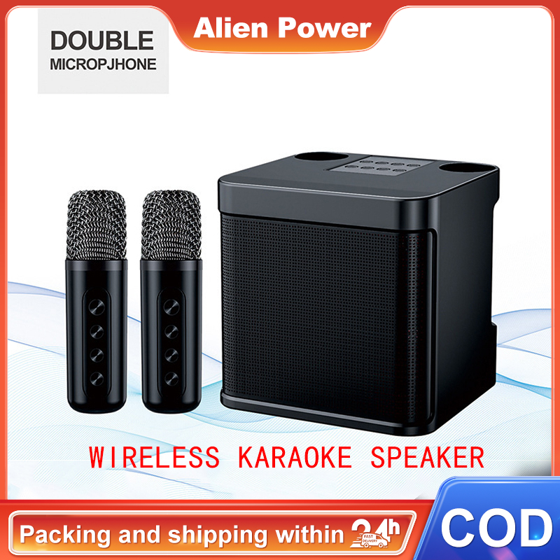 Karaoke Set WIRELESS KARAOKE SPEAKER Bluetooth Audio Dual Microphone ...